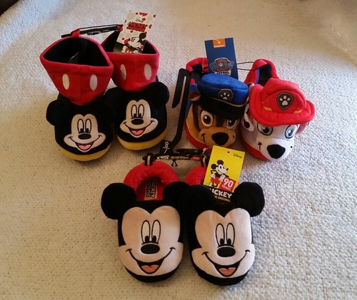 lots of new mickey mouse & paw patrol warm slippers for kids, size 7-8 ...