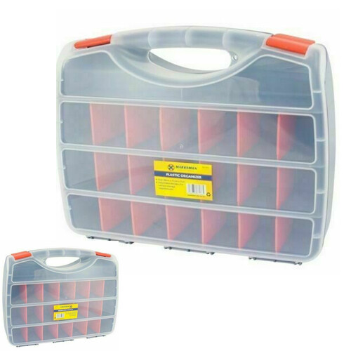 21 COMPARTMENTS TOOL BOX STORAGE ORGANISER CASE DIVIDER SCREWS NUTS ...