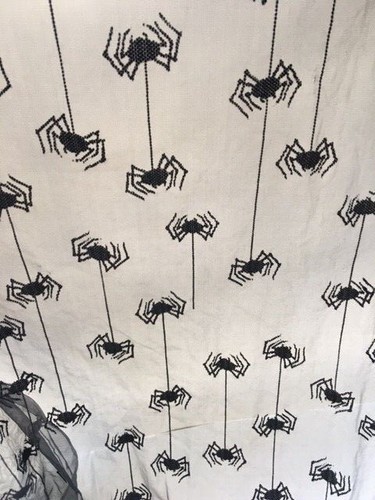 VINTAGE SHEER HALLOWEEN Black Web Embossed SPIDER VEIL FABRIC 75 X 61 ...