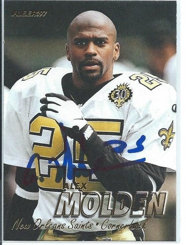Signed Alex Molden New Orleans Saints 1997 Fleer Football Card #54 w ...