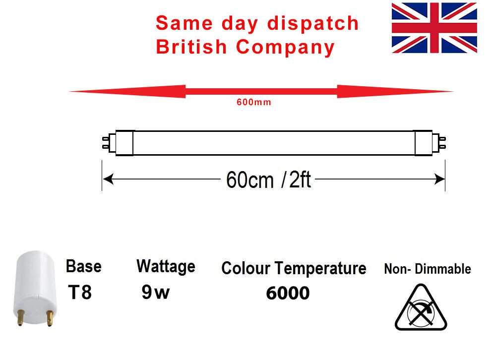 T8 Fluorescent Tube Size Chart Viribright 18 Watt Hybrid CCT Select