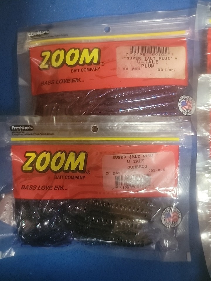 7 Packs Of Zoom Bait Company U-tail, Dead Ringer Plastic Worms Variety Colors | eBay