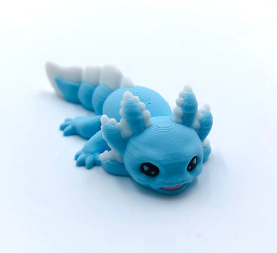 3D Printed Axolotl Blue Pop Axo Cute Adorable Baby Mud Puppy White US ...