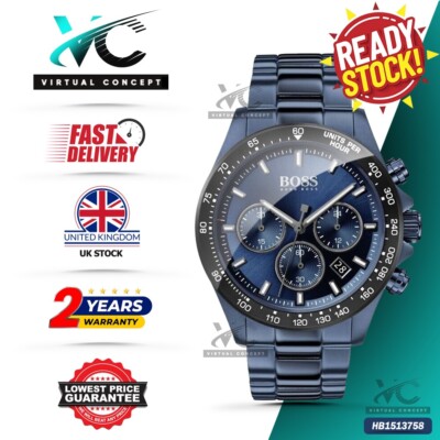 New HUGO BOSS HB1513758 Hero Sport Lux Blue Stainless Chrono Men ...