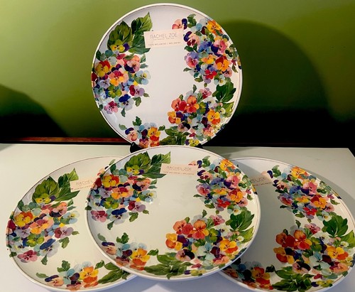 Set of 4 Rachel Zoe Melamine Floral Pansy Embossed 11” Dinner Plates ...
