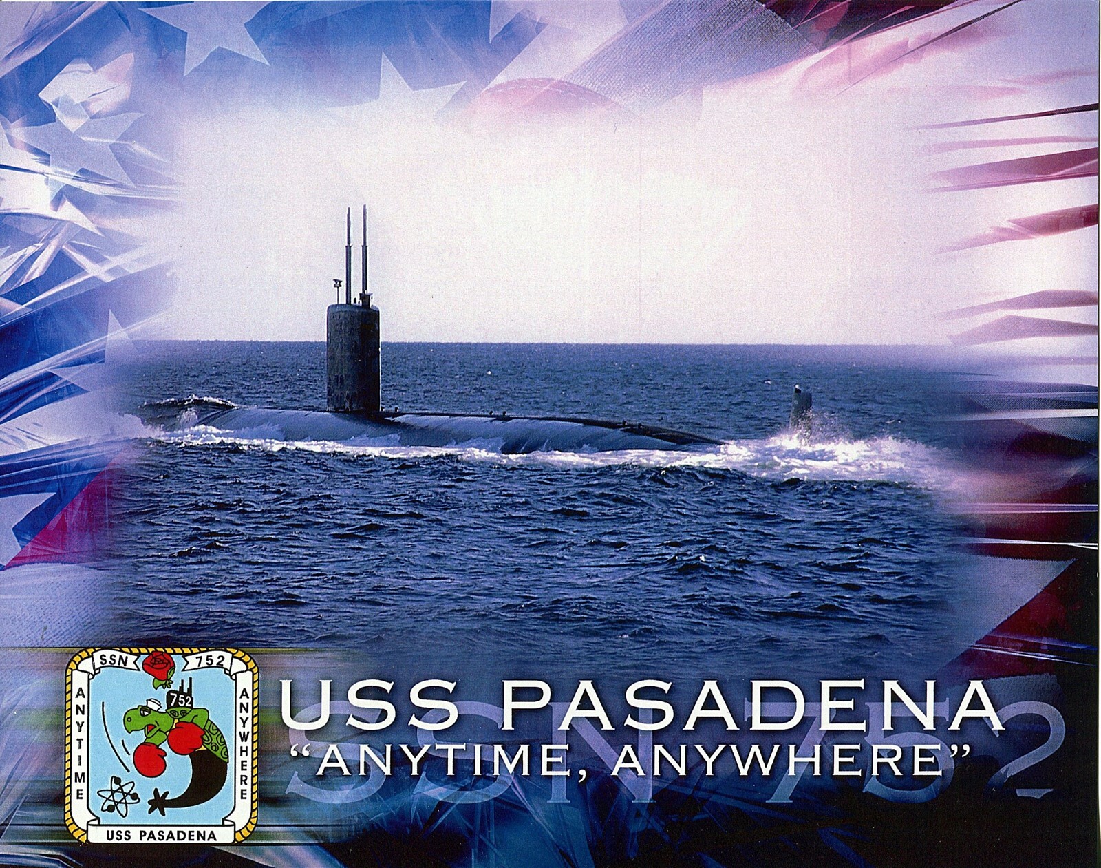 USS Pasadena SSN-752 US Navy attack submarine 9 x 7.25 size color photo ...