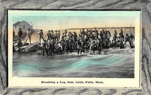 Breaking a Log Jam, Little Falls, Minnesota Logging 1910s Antique ...