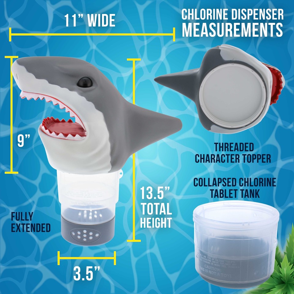 U.S. Pool Supply Open Jaws Shark Floating Pool Chlorine Dispenser for 3 ...