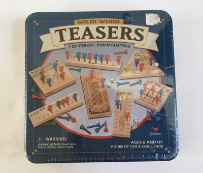 Teasers 7 Different Solid Wood Brain Busters Exercise Game Tin 2001 | eBay