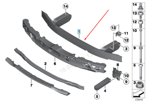 NEW BMW 5 GT F07 FRONT BUMPER CRASH BAR 51117200741 7200741 2015 OEM NO ...