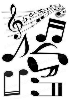 Musical Notes Cake Topper Party Decoration Edible Birthday Stand Up ...