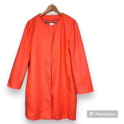 J. Crew Factory Collarless Jacket • OverCoat in Coral Size 10 | eBay