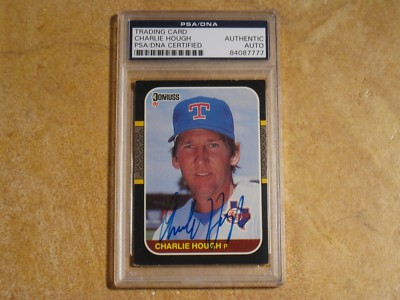CHARLIE HOUGH 1987 DONRUSS SIGNED AUTOGRAPHED CARD #470 TEXAS RANGERS ...