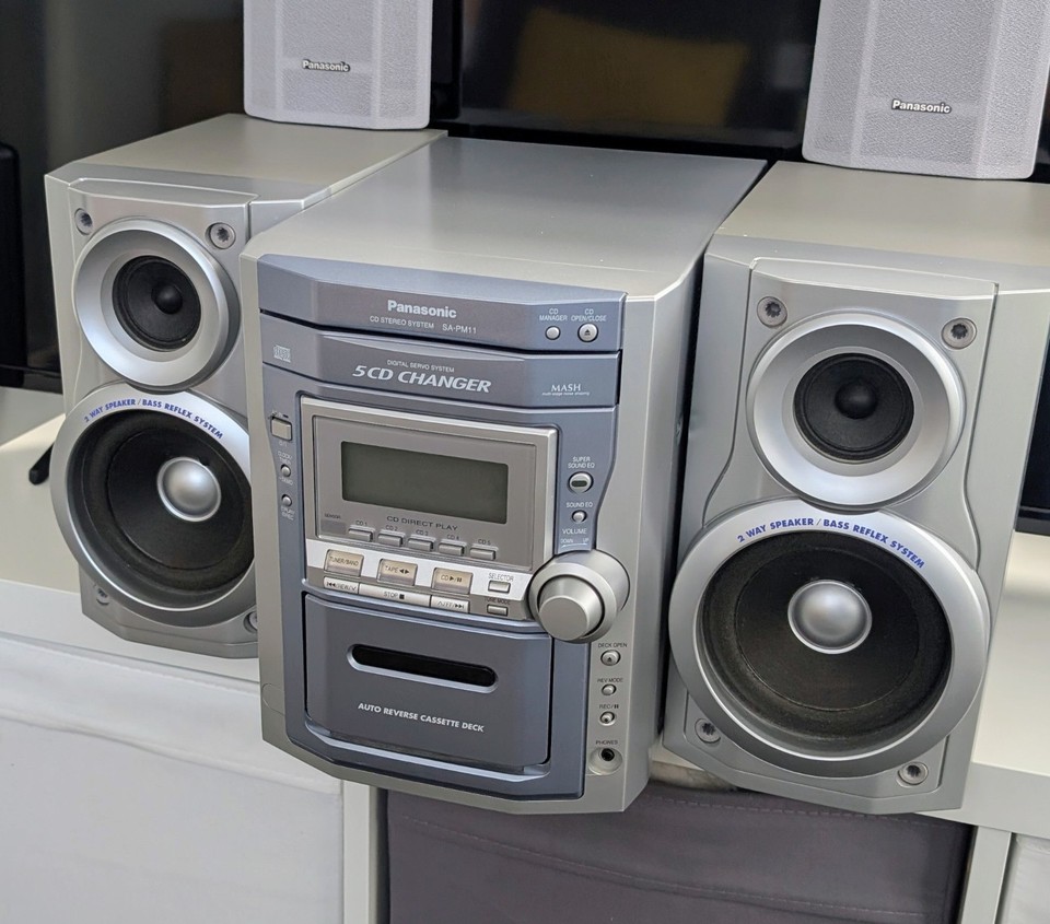 Panasonic SA-PM11 CD Stereo System with 5CD Changer, Cassette Deck, and ...