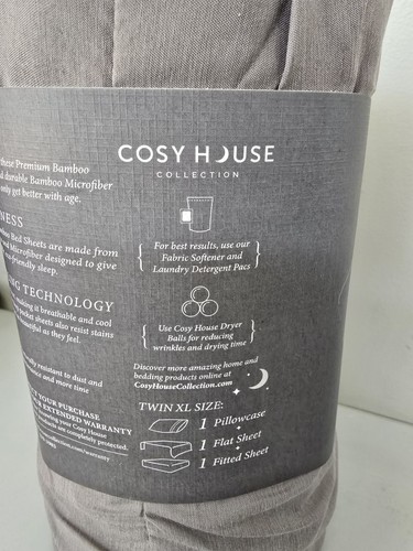 Cosy House Collection Luxury Bamboo 3-Piece Sheet Set - Twin XL - Gray ...
