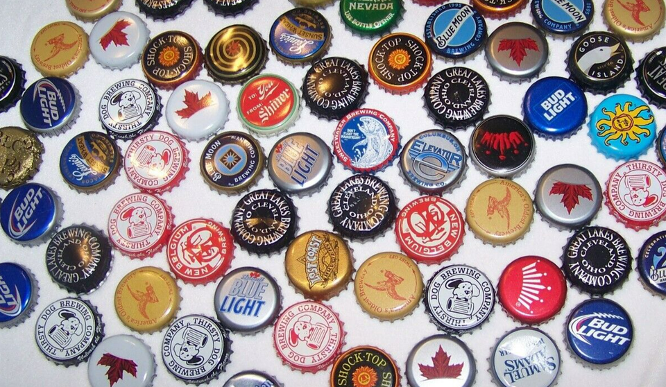 100 Beer Bottle Caps Mixed Lot Recycle Upcycle Craft Projects FREE SHIP ...