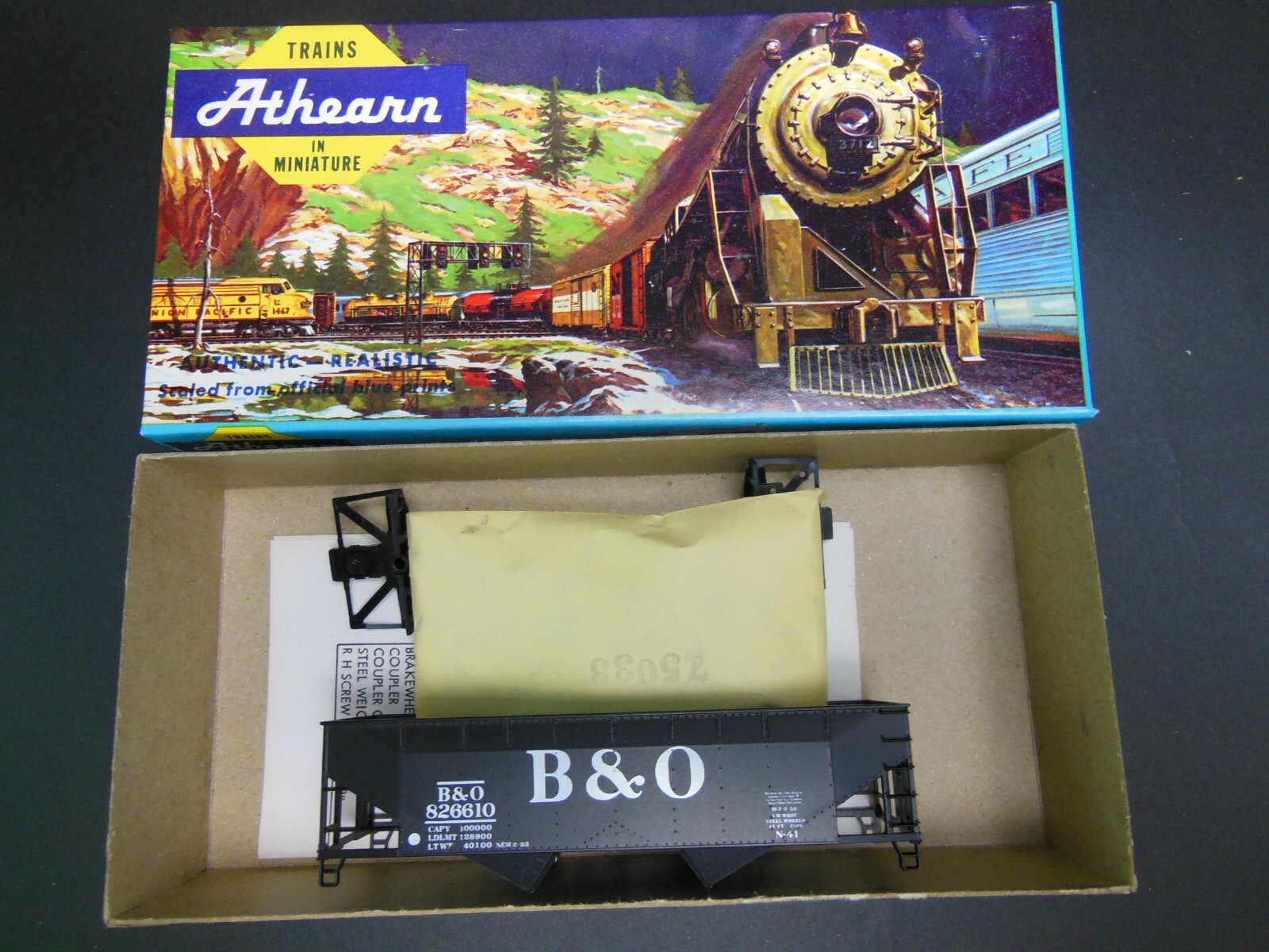 HO SCALE ATHEARN BALTIMORE & OHIO B&O 826610 2-BAY OFFSET-SIDE HOPPER ...