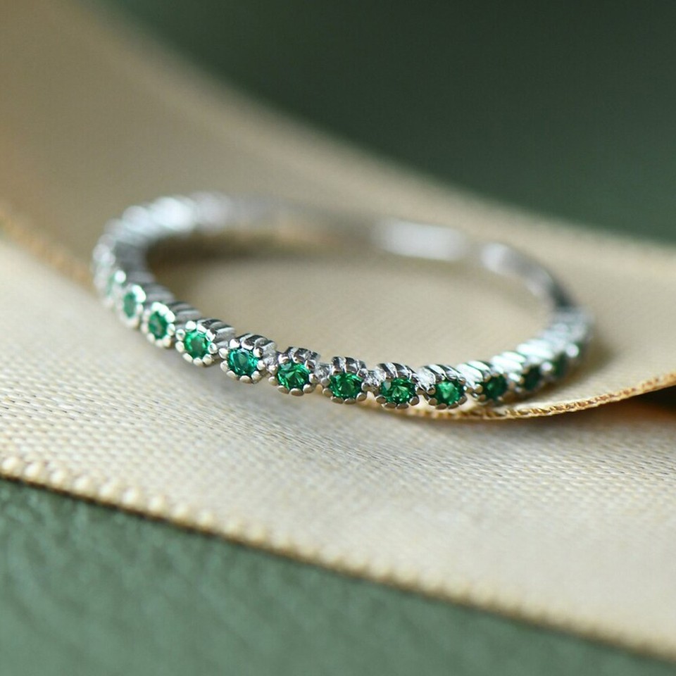 Natural Green Crystal Ring Sterling Silver Ring US 7~8 Adjustable ...