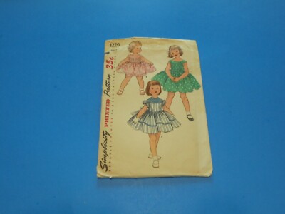Vintage 1950s Simplicity Sewing Pattern 1220 Girls Party Dress Size 6 ...