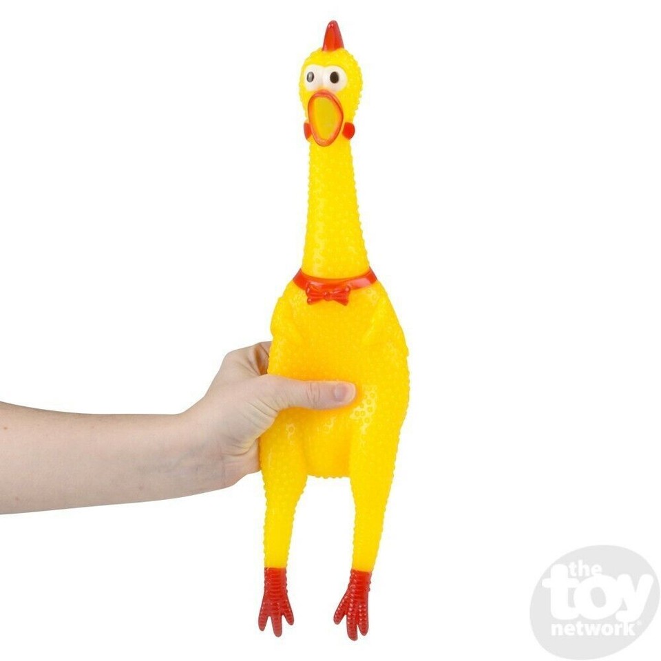 BIG 16" SCREECHING RUBBER CHICKEN - SQUEAK Sound Squeeze Screaming Dog ...