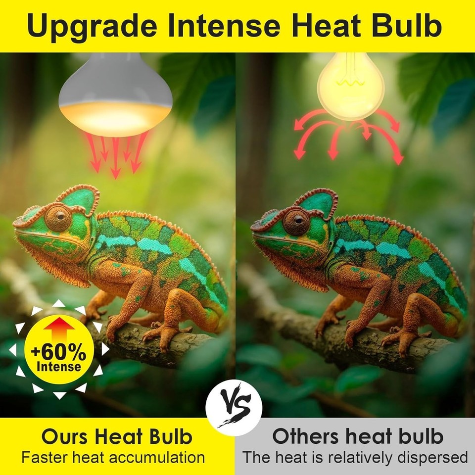 100W Reptile Heat Lamp Bulb Full Spectrum UVA UVB Sun Light for Reptile ...