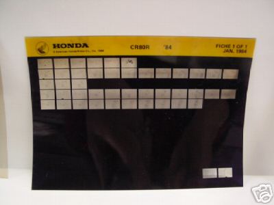Honda Motorcycle Microfiche for 1984 CR80R, Fiche | eBay