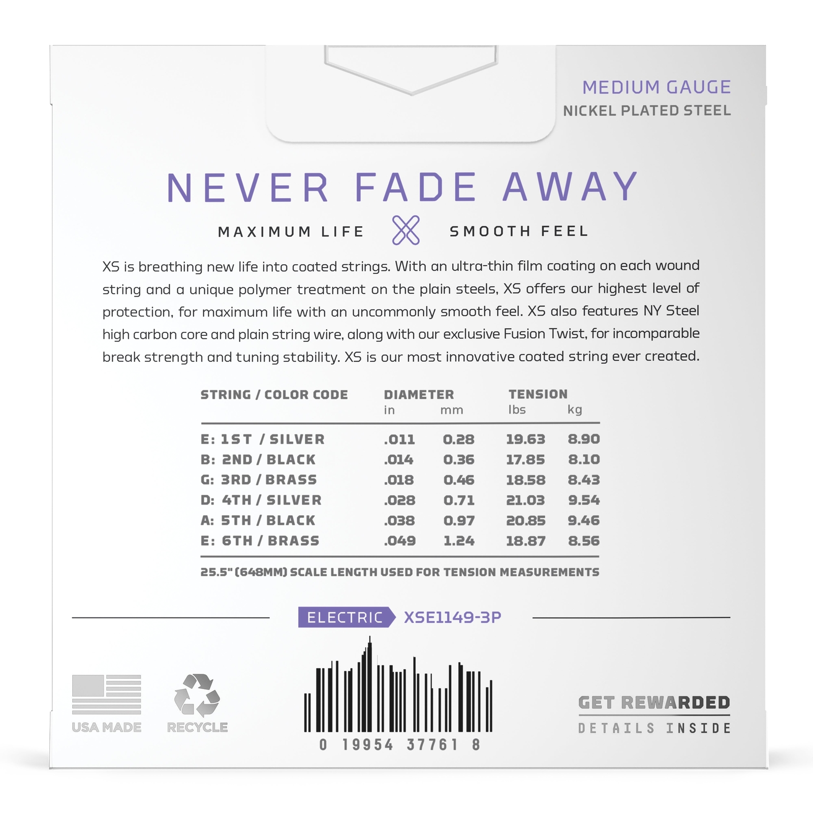 D'Addario 11-49 Medium, XS Nickel Coated Electric Guitar Strings 3-Pack ...