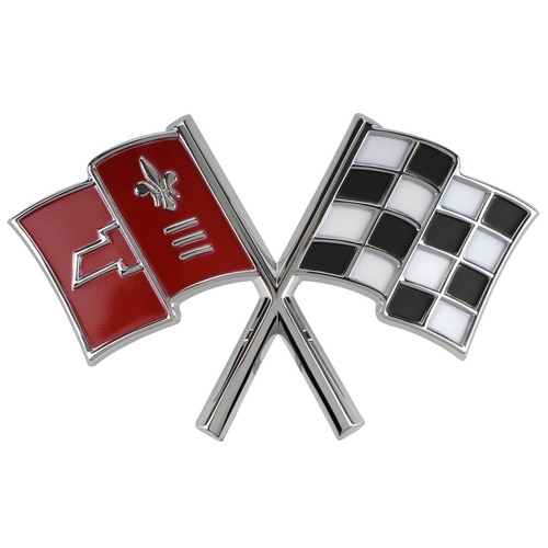 GM Licensed Crossed Flags Front Nose / Hood Ornament Emblem for 1966 C2 ...