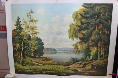 By Willy Hanft "On The Lake" Large Vintage Lithograph Print. | eBay
