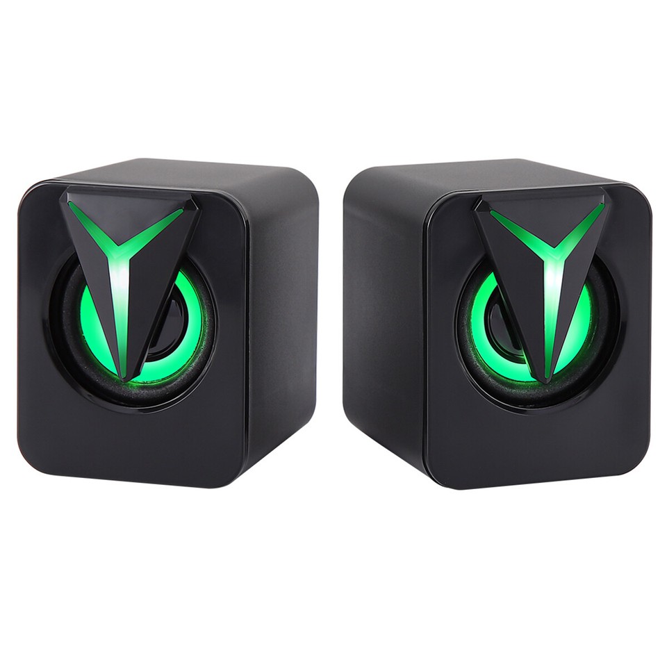 2 PCS RGB Lights Mini Computer Speakers Dual 3W Bluetooth Stereo Bass ...