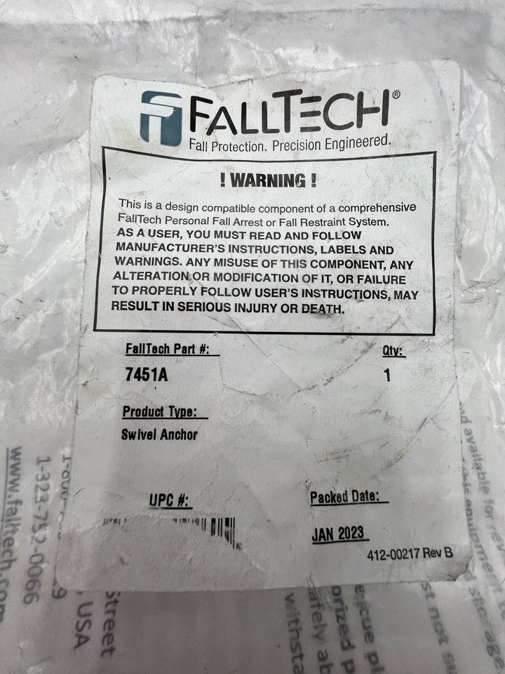 OEM Falltech Fall Protection 7451A Concrete Anchor Bracket Concrete ...