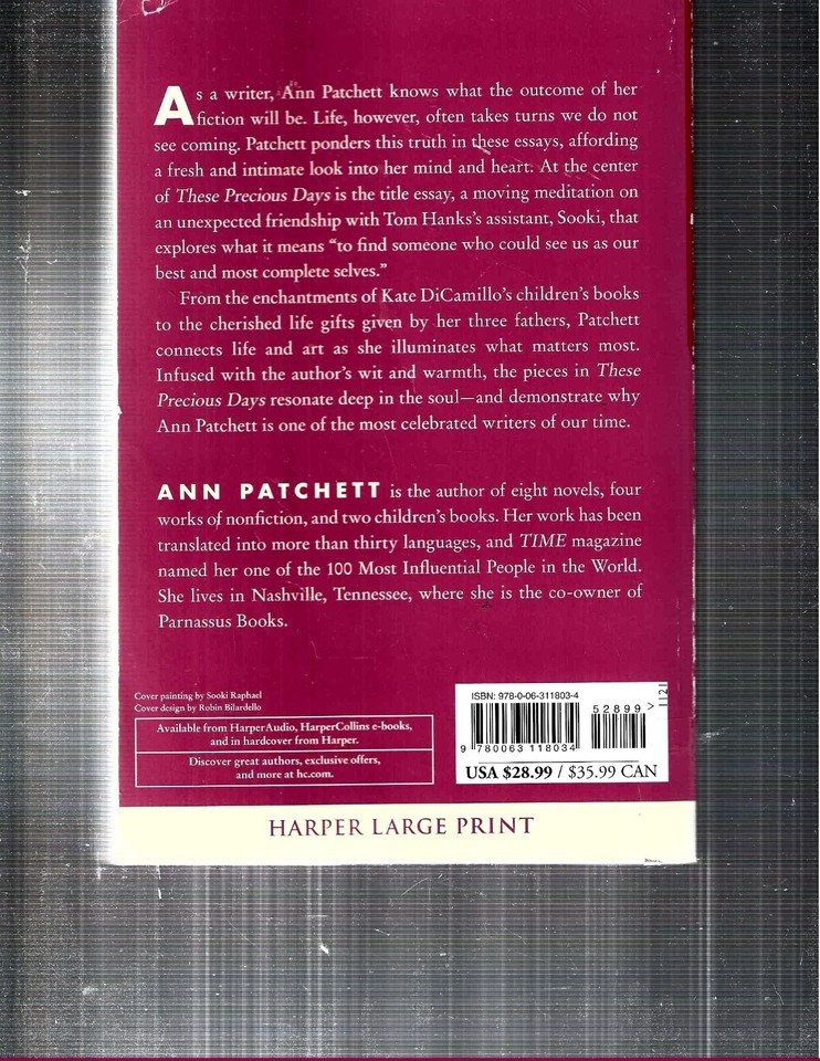ANN PATCHETT - THESE PRECIOUS DAYS - LARGE PRINT - LP427 | eBay