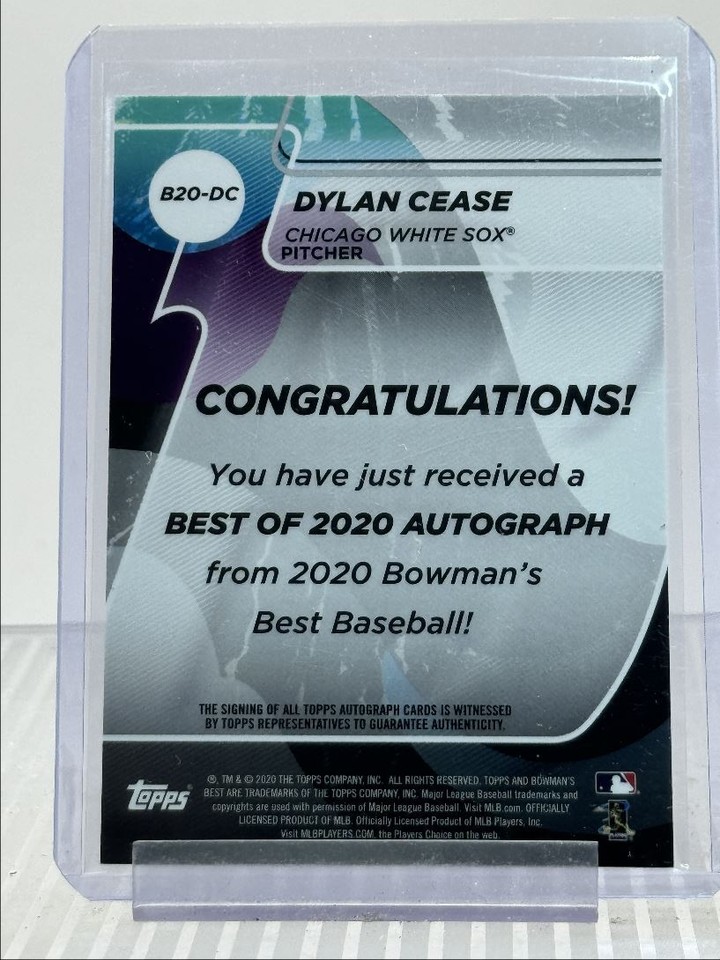 DYLAN CEASE 2020 BOWMAN'S BEST ROOKIE AUTOGRAPH RC AUTO Q0913 | eBay