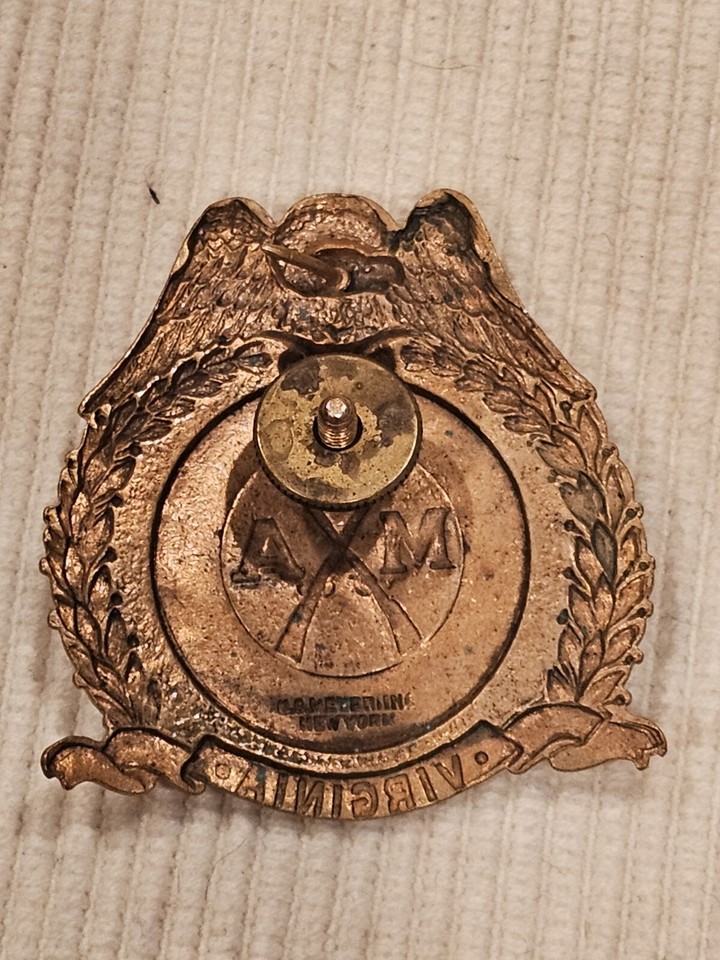 WWII US Army Virginia Officer ROTC Military Academy Cap Badge L@@K ...