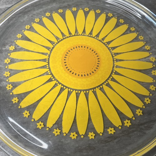 Vintage PYREX Casserole Dish Lid Only Daisy Sunflower 474 Clear Glass ...