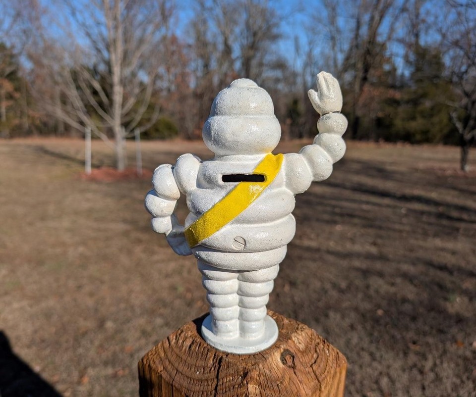 9" MICHELIN MAN CAST IRON BANK TIRE ADVERTISING BANK BIBENDUM ...