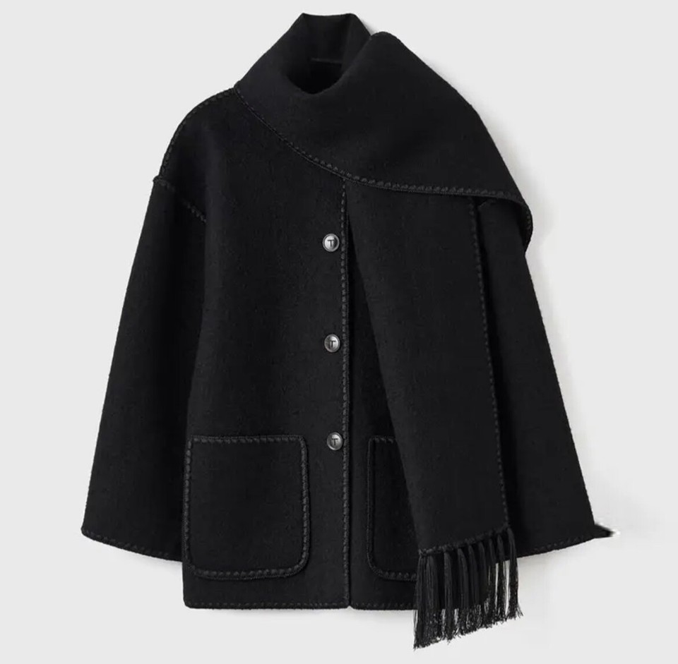 Womens Scarf Jacket Ladies Coat with Scarf Toteme Fashion elegant Coat ...