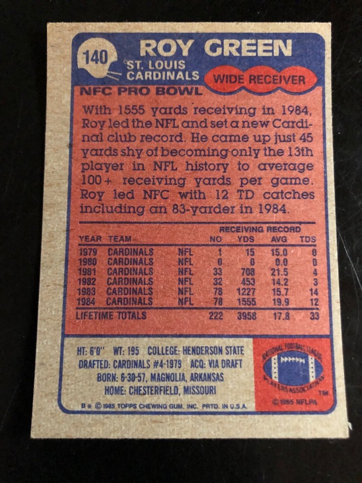 1985 Topps #140 Cardinals Roy Green Football Card | eBay
