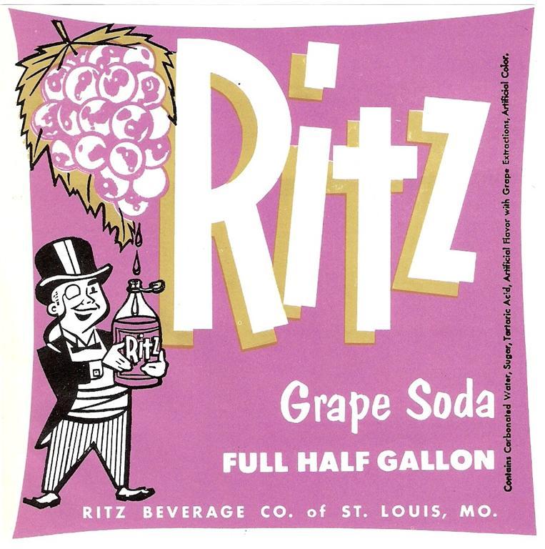 Vintage Ritz Grape Soda Unused Original Label Ritz Beverage Co. St ...
