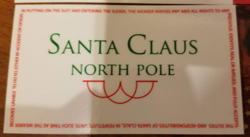 SANTA CLAUSE MOVIE NORTH POLE SANTA CLAUS BUSINESS CARD w/ FINE PRINT ...