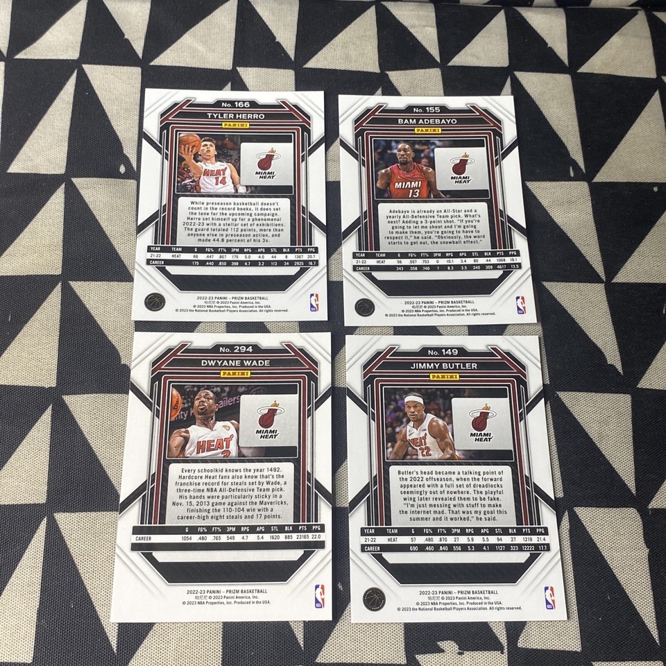 2022-23 Panini Miami Heat Card Lot 4: Tyler Herro Jimmy Butler Dwyane ...