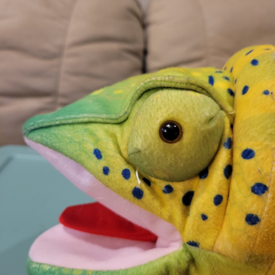 Realistic Chameleon Lizard Multi-Colored Hand Puppet Plush The Puppet ...