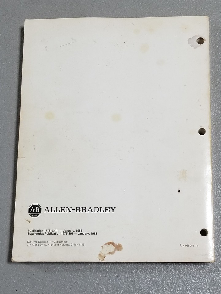 ORIGINAL ALLEN-BRADLEY PROGRAMMING REFERENCE MANUAL PLC-3 - FREE SHIP ...