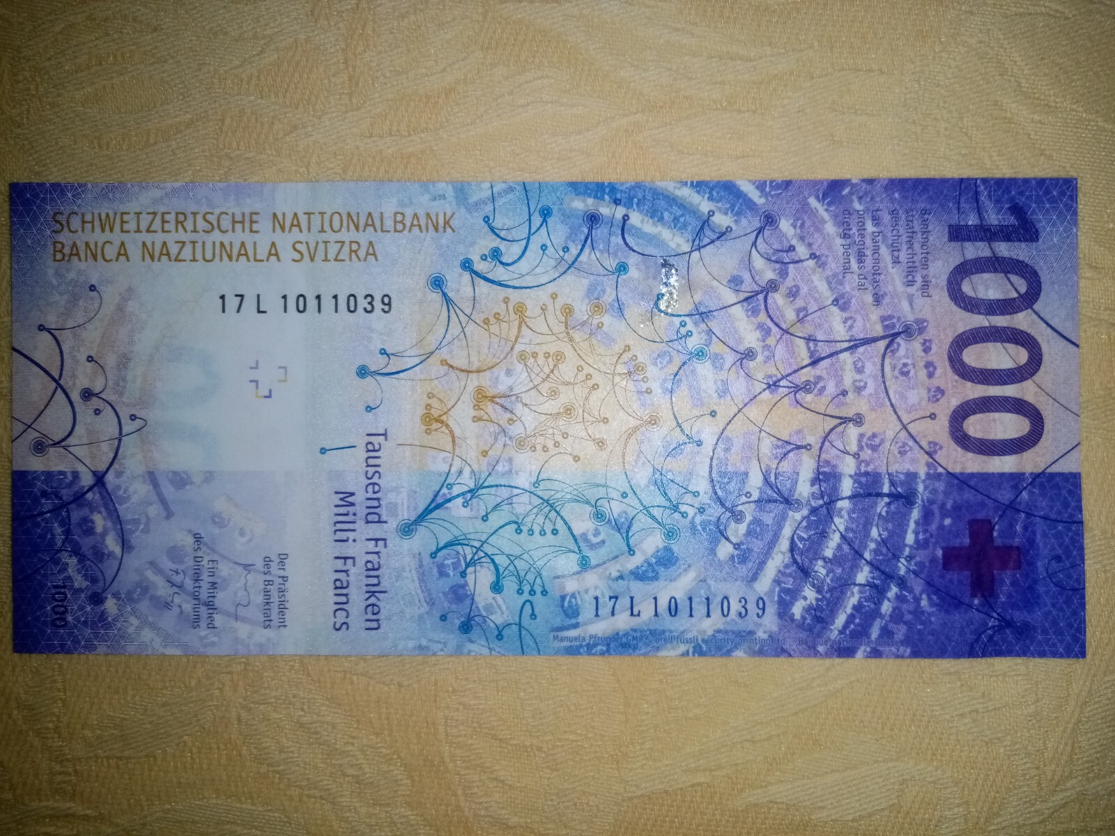 Billet De 1000 Francs Suisses CHF 2017 Série L UNC/MINT | eBay