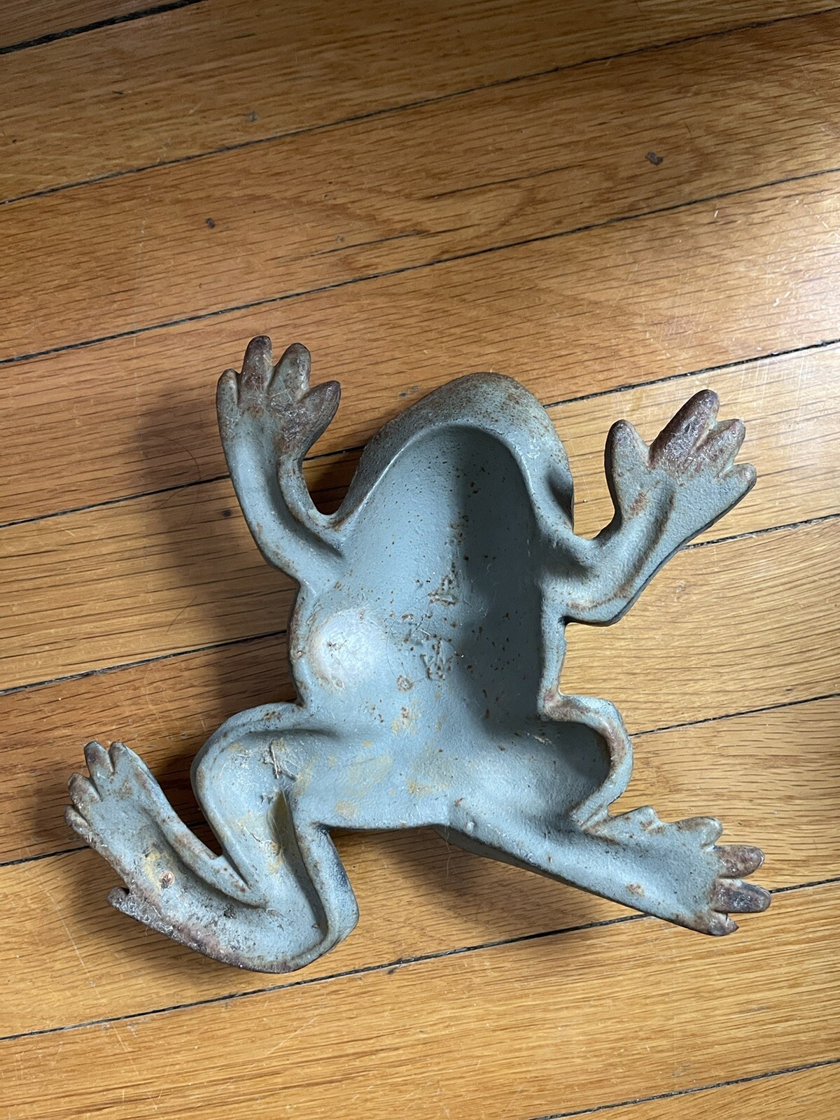 VINTAGE/ANTIQUE FROG TOAD PAINTED GREEN CAST IRON DOORSTOP DOOR STOP 7. ...
