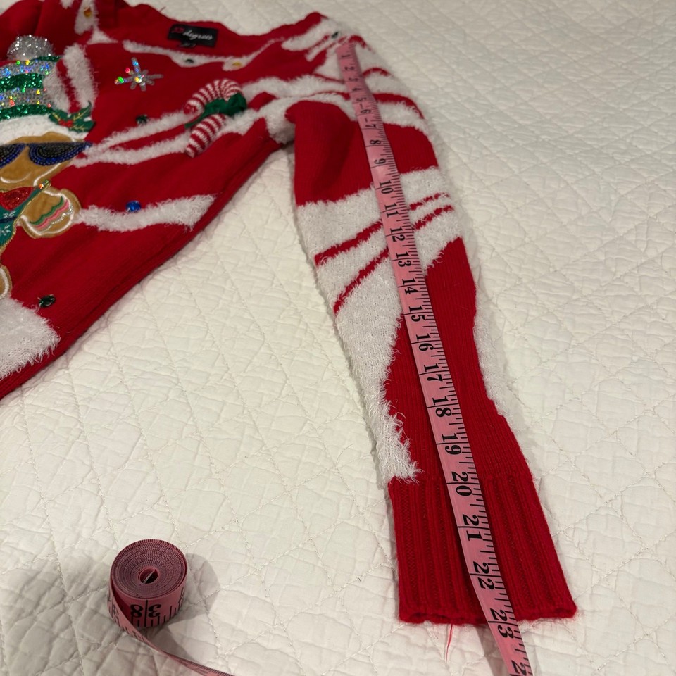 33 DEGREES X-Mas Tunic Sweater Red Sz XS Candycane Elf Cool Snowman ...