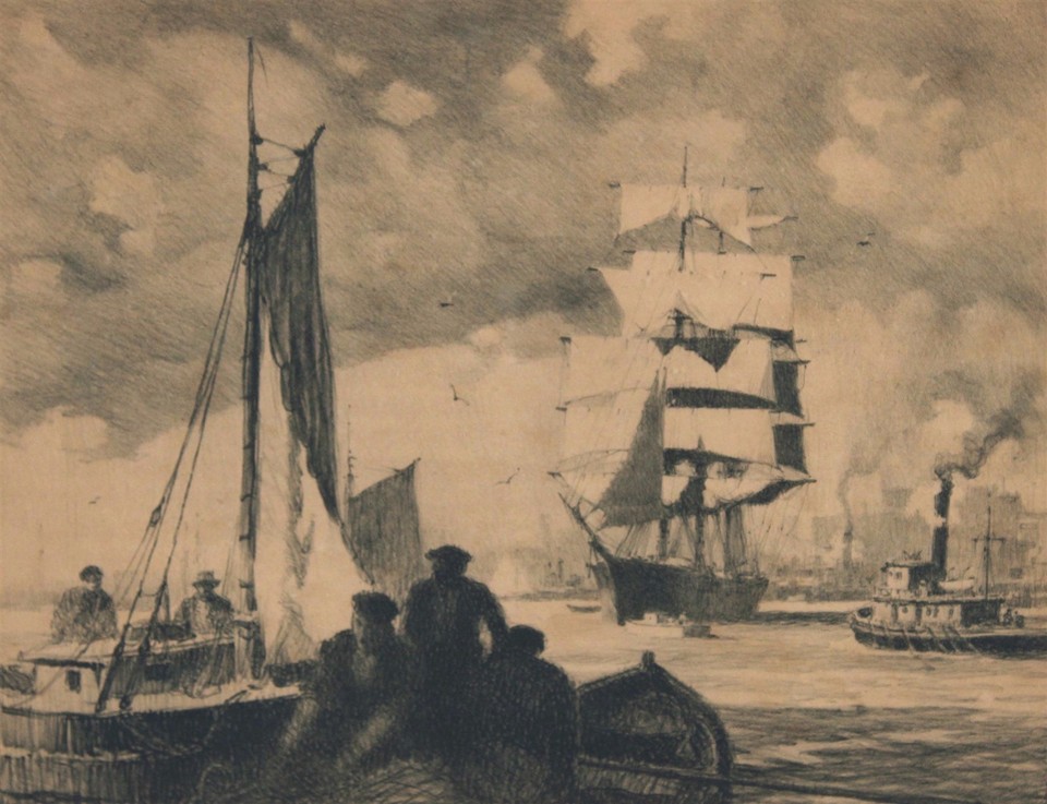 Signed Antique GORDON GRANT Maritime Boat Framed Lithograph HARBOR ...