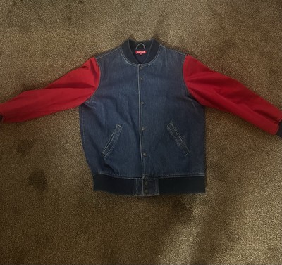 SUPREME AW14 DENIM TWILL VARSITY JACKET | eBay