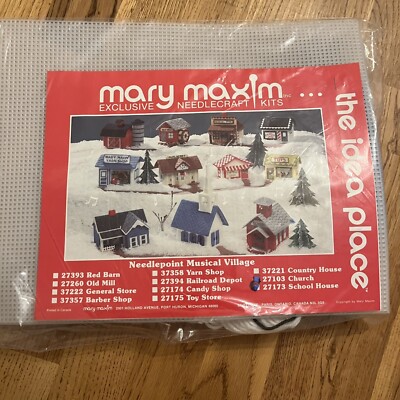 Mary Maxim Needlework Needlepoint Church Musical Village Canvas 27103 ...