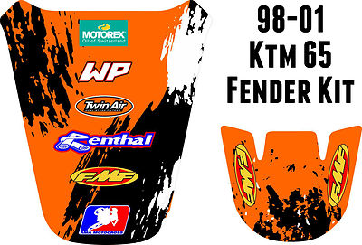 98-01 KTM 65 SX Front & Rear Fender FMF Exhaust Sticker Kit Decal ...